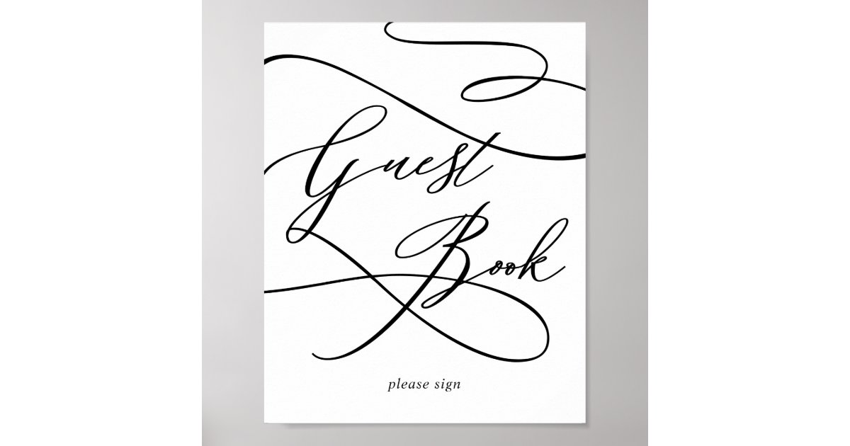 Romantic Calligraphy | Flourish Guest Book Sign | Zazzle