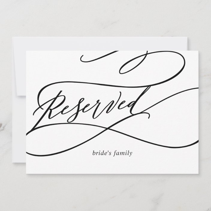 Romantic Calligraphy | Flourish Reserved Sign | Zazzle.com