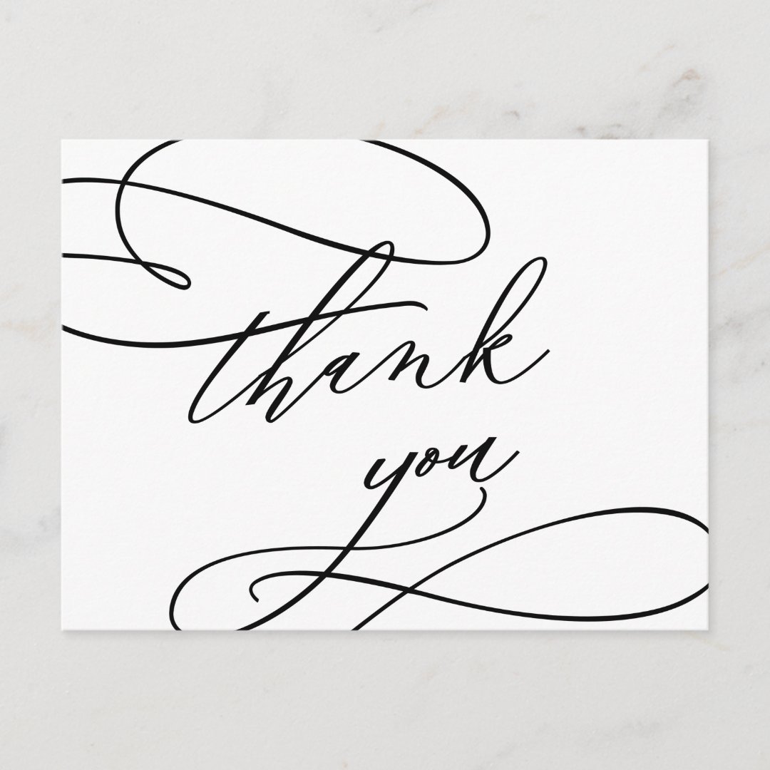 Romantic Calligraphy | Flourish Thank You Postcard | Zazzle