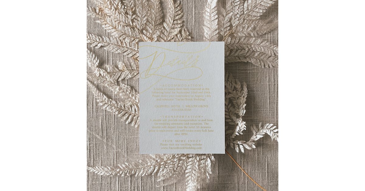 Romantic Calligraphy Gold Foil Details Card | Zazzle