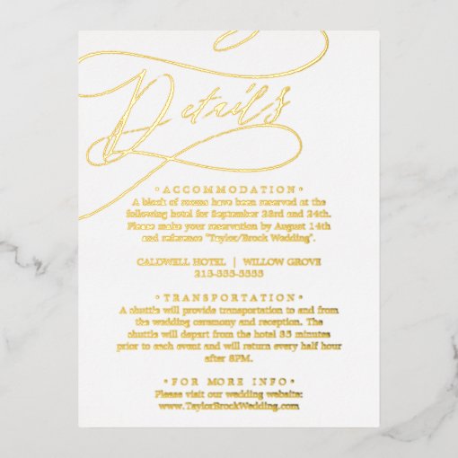 Romantic Calligraphy Gold Foil Details Card | Zazzle