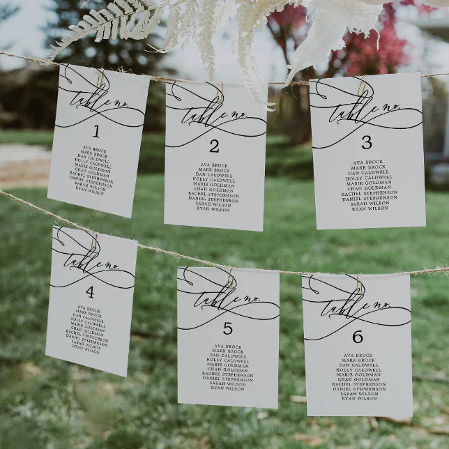 Romantic Calligraphy Hanging Seating Chart Card | Zazzle