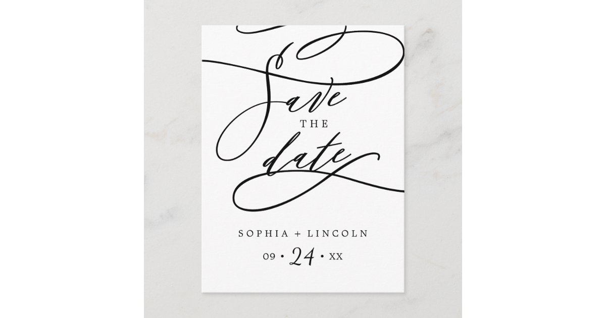 Romantic Calligraphy Save the Date Postcard | Zazzle.com