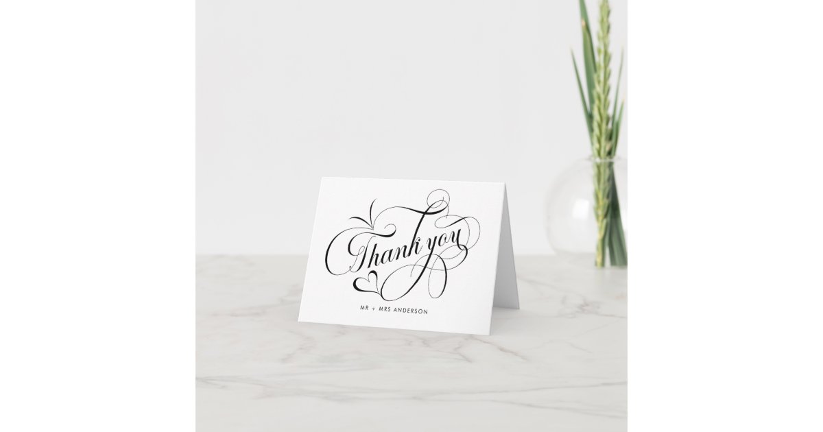 Romantic Calligraphy Script Thank You Card | Zazzle