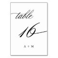 Romantic Calligraphy Wedding Number 16, Table Number | Zazzle
