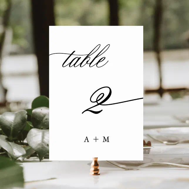 Romantic Calligraphy Wedding Number 2, Table Number | Zazzle