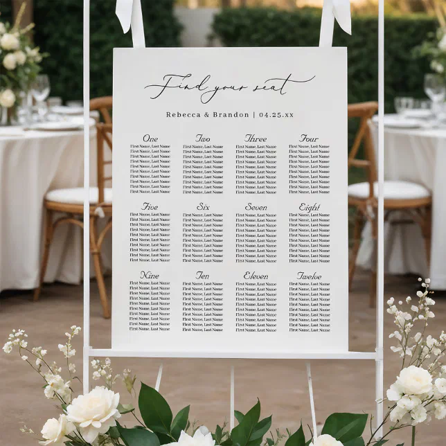 Romantic Calligraphy Wedding Seating Chart Plan Foam Board | Zazzle