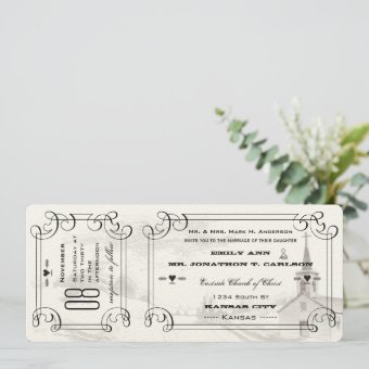 Romantic Chapel Country Road Ticket Wedding Invitation | Zazzle