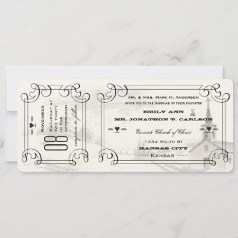 Romantic Chapel Country Road Ticket Wedding Invitation | Zazzle