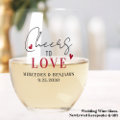 Romantic Cheers To Love Modern Elegant Wedding Stemless Wine Glass | Zazzle