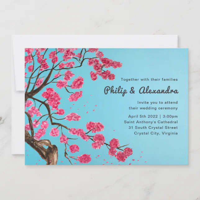 Romantic Cherry Blossoms Wedding Invitation | Zazzle