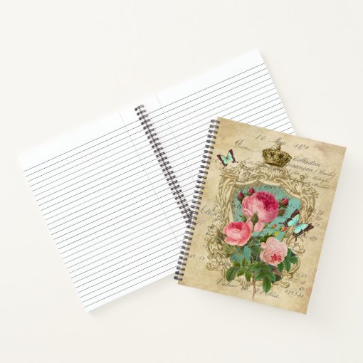 Romantic Chic Victorian Style Roses Notebook | Zazzle