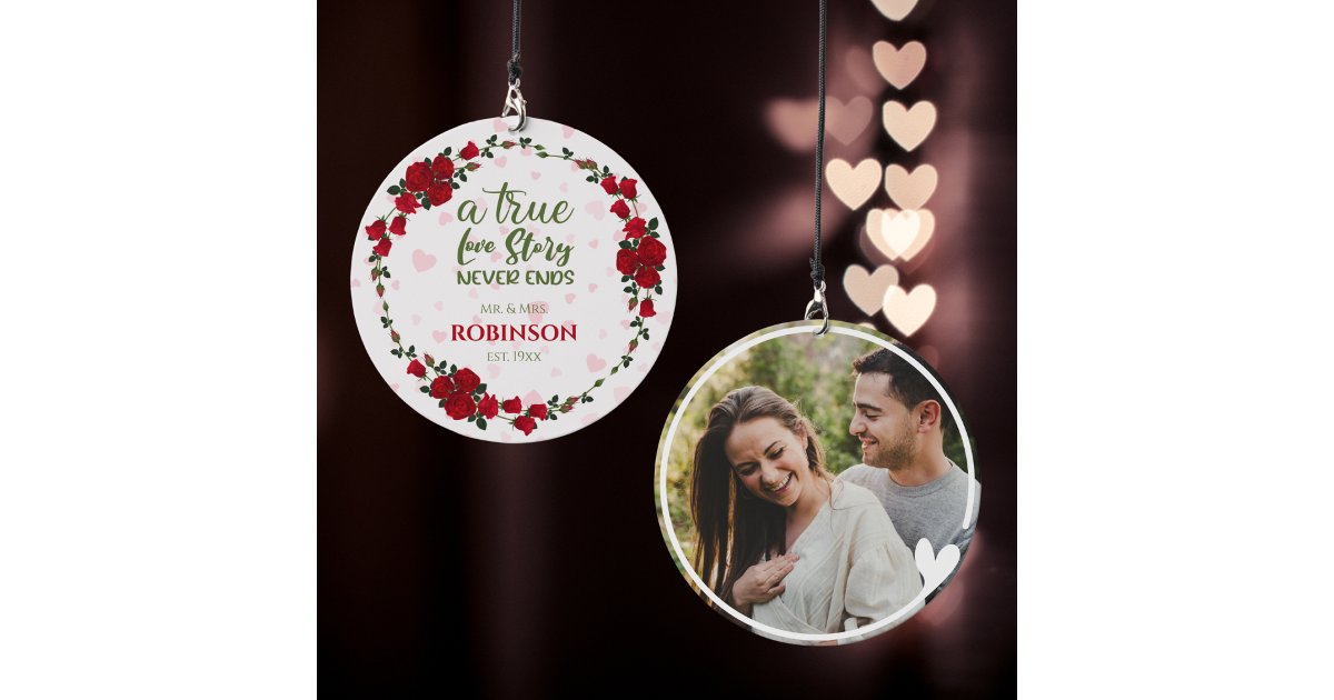 Romantic Couple Watercolor Floral Photo Wind Chime | Zazzle