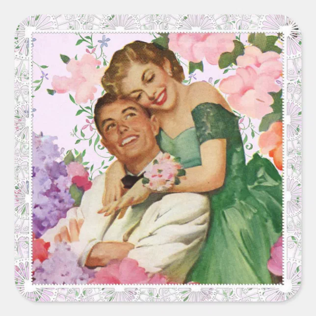Romantic Couple's Wedding Sticker | Zazzle