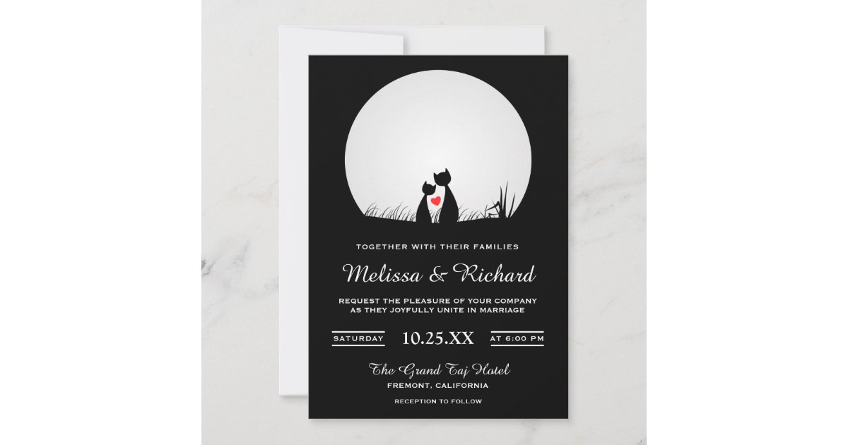 Romantic Cute Cat Couple Wedding Invitation | Zazzle