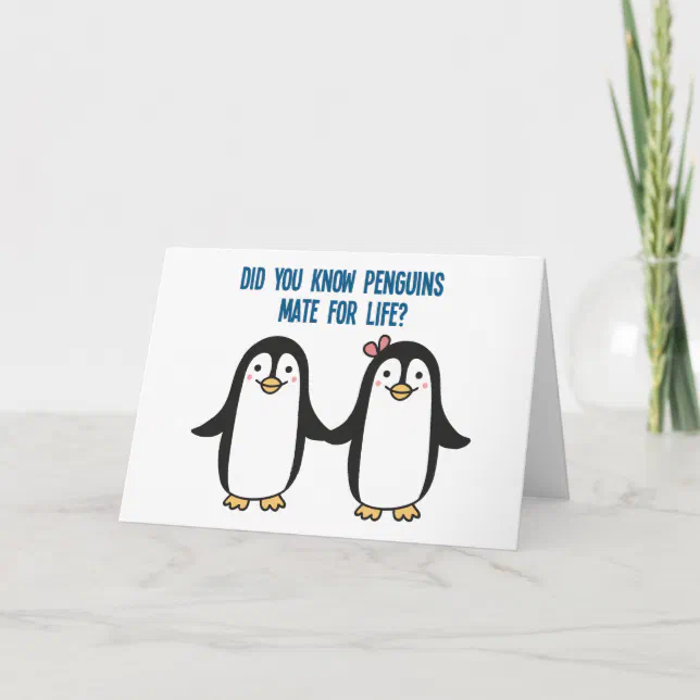 Romantic cute penguins love card | Zazzle