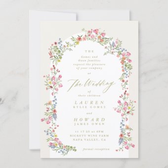 romantic dainty floral arch spring garden wedding invitation | Zazzle