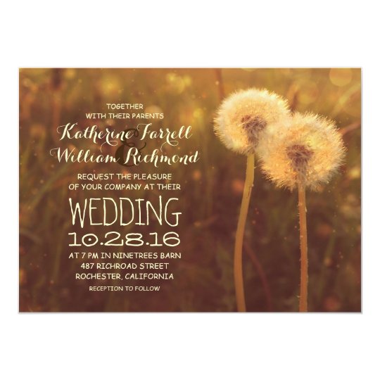 romantic dandelion couple rustic wedding invite | Zazzle.com
