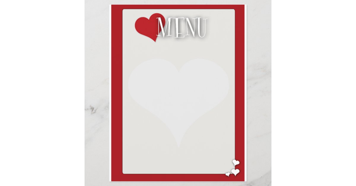 Romantic Dinner menu Blank | Zazzle