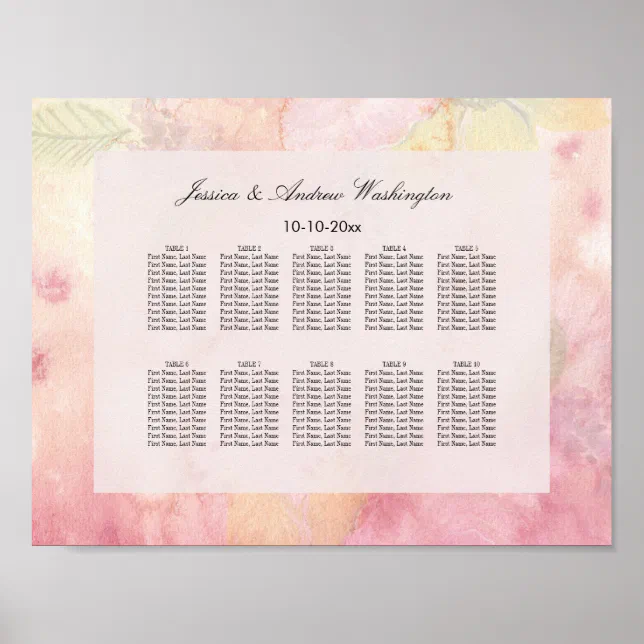 Romantic Dreamy Blossom Wedding Seating Chart | Zazzle