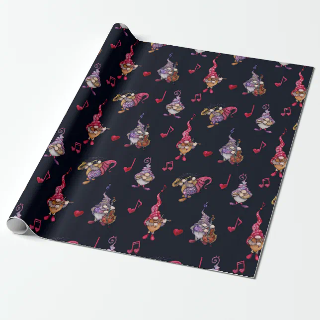 Romantic Dwarf Musicians In Concert Wrapping Paper | Zazzle