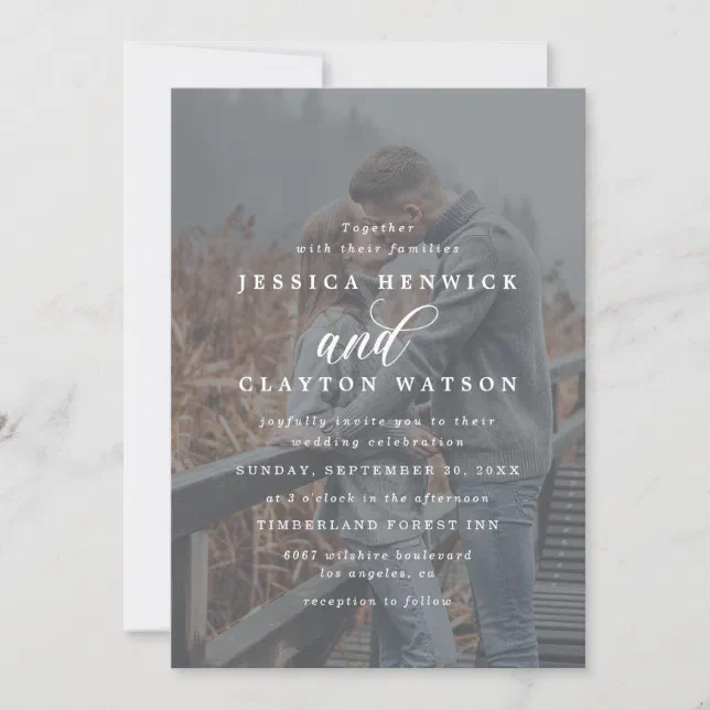 Romantic Elegant 4 Photo Vellum Overlay Wedding Invitation | Zazzle