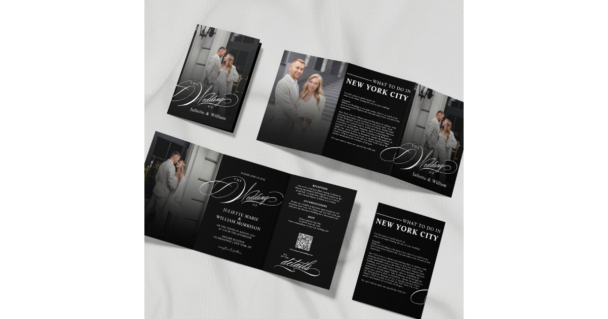 Romantic Elegant Photo Tri-fold Wedding Invitation | Zazzle