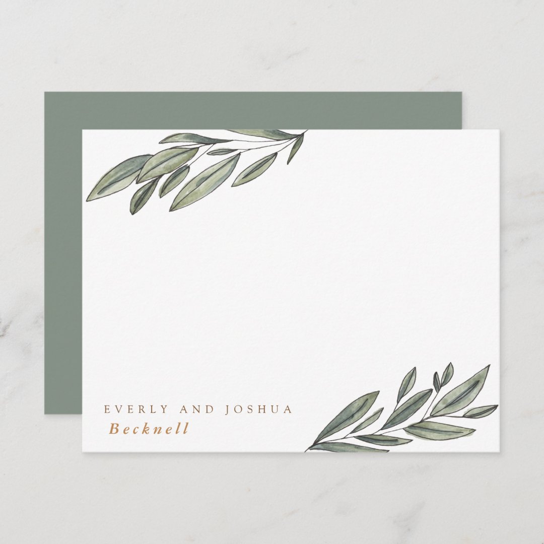 Romantic Evergreen Chic Botanical Personalized Note Card | Zazzle