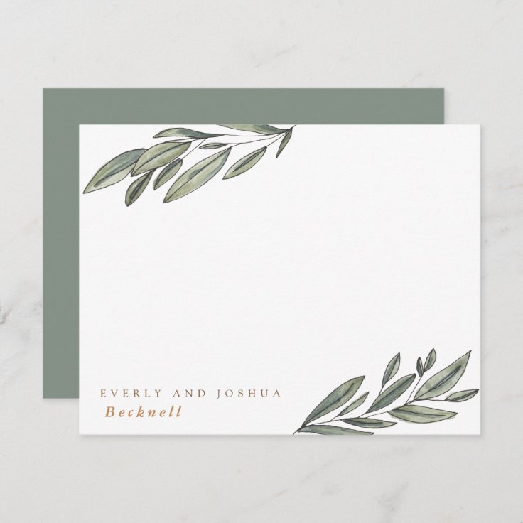 Romantic Evergreen Chic Botanical Personalized Note Card | Zazzle