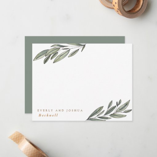 Romantic Evergreen Chic Botanical Personalized Note Card | Zazzle