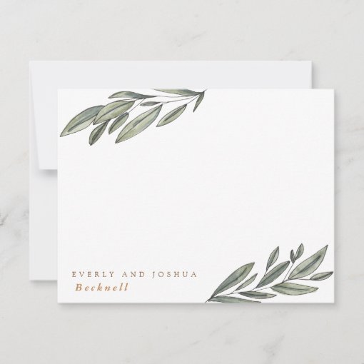 Romantic Evergreen Chic Botanical Personalized Note Card | Zazzle