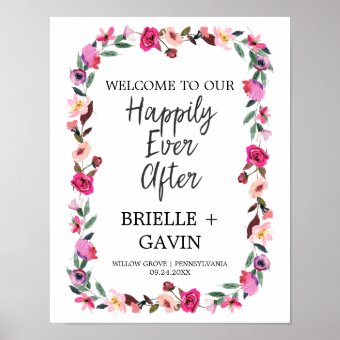 Romantic Fairytale "Happily Ever After" Wedding Poster | Zazzle