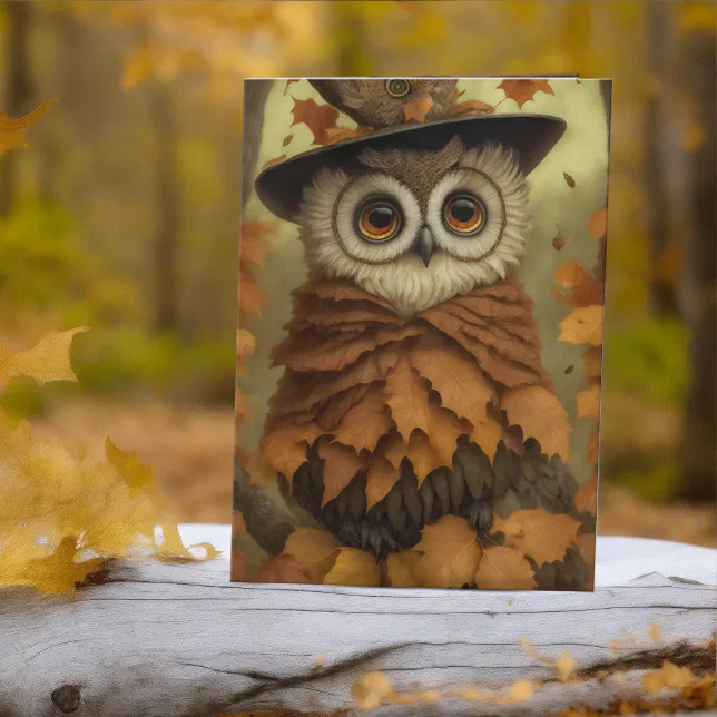 Romantic Fall Owl Poem Autumn Anniversary Woodland Holiday Card | Zazzle