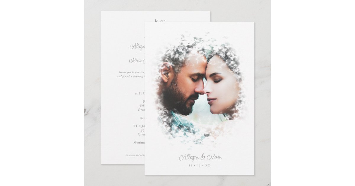 Romantic Fancy Overlay Misty Effect Photo Invitation | Zazzle