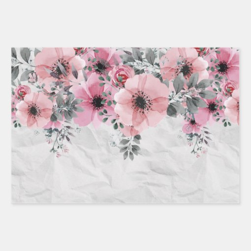 Romantic Feminine Elegant Antique Pink Floral Wrapping Paper Sheets ...