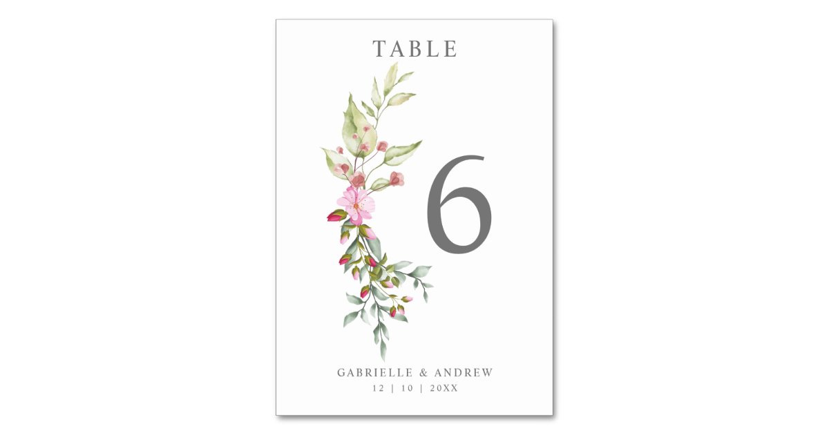 Romantic Floral Garland in Pink for Wedding Table Number | Zazzle
