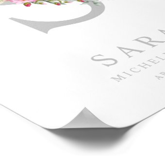 Romantic Floral Initials for Baby Girl in Pink Poster | Zazzle