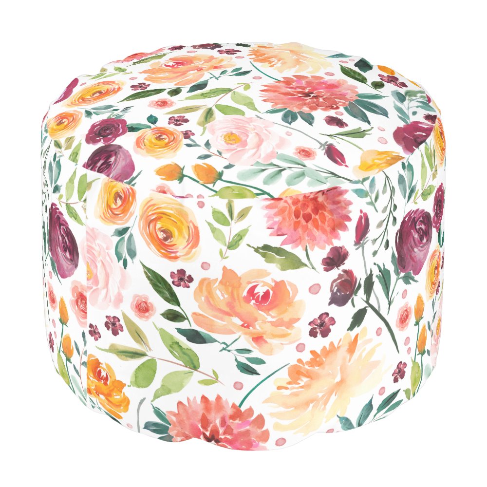 Romantic Floral Pattern Round Pouf sold by Drucie Disturbing | SKU ...