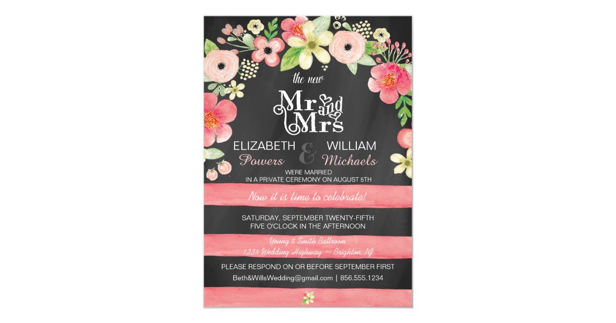 Romantic Floral Post Wedding Reception Only Invite | Zazzle.com