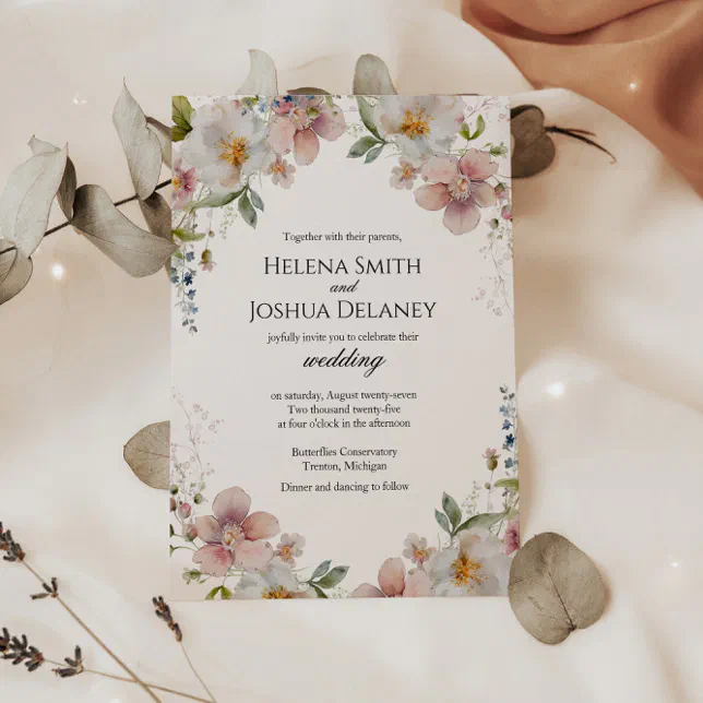 Romantic Floral Spring Wedding Invitation Zazzle