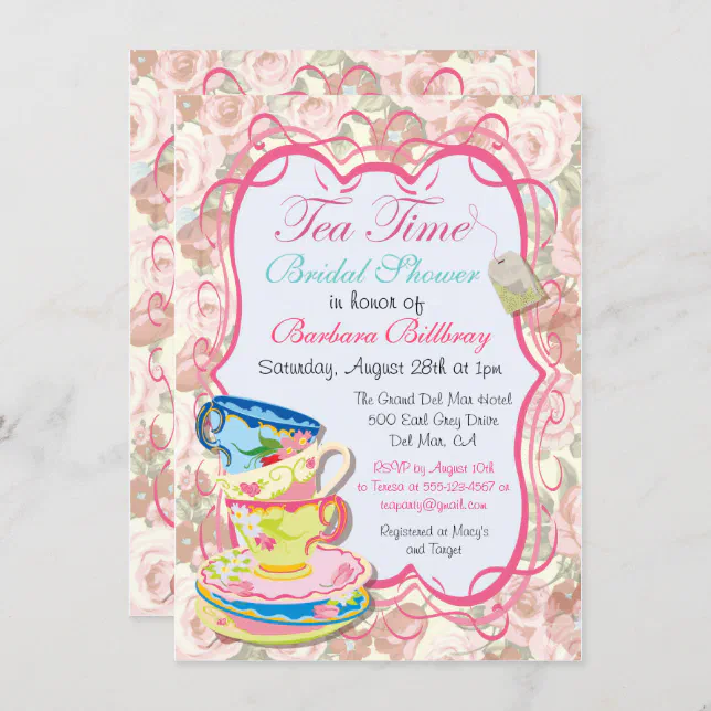 Romantic Floral Tea Party Invitation | Zazzle