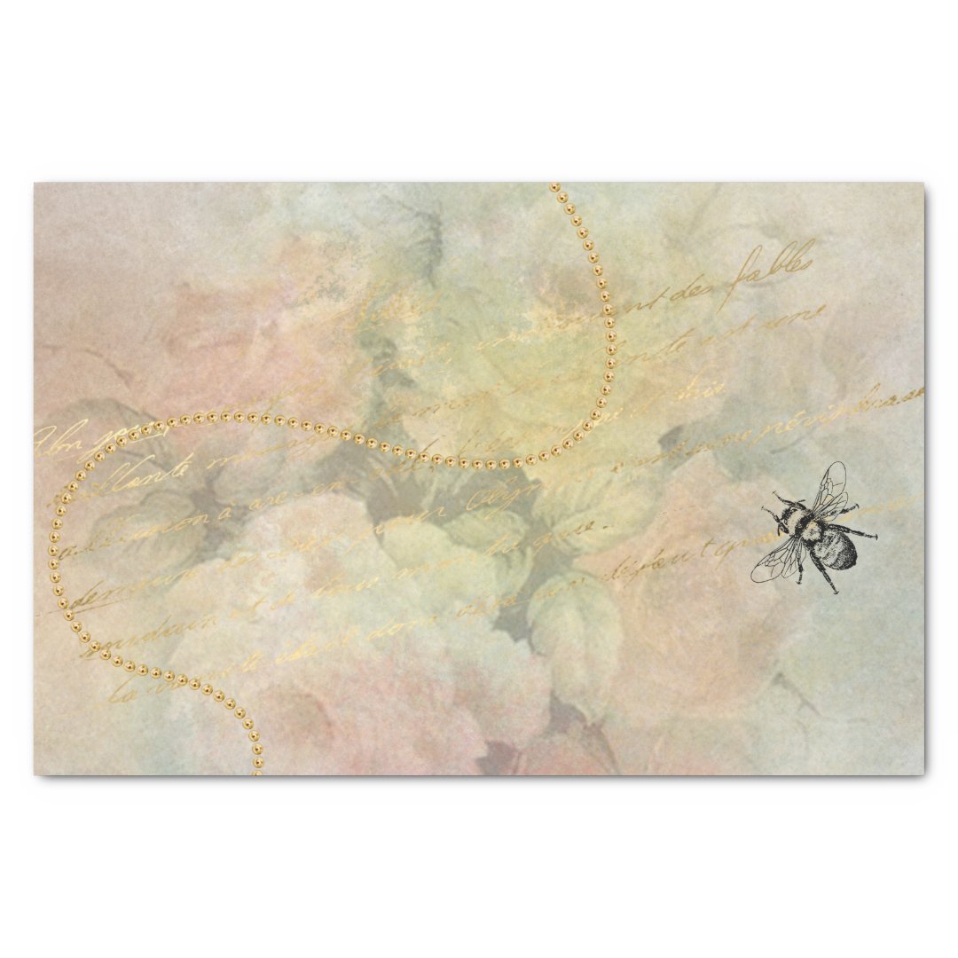 Romantic Floral Yellow Pink White Decoupage Tissue Paper | Zazzle