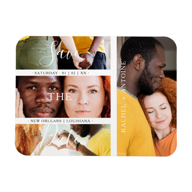 Romantic Four Wedding Engagement Photos Collage Magnet | Zazzle