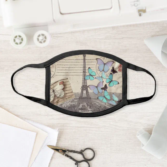 romantic french france travel paris eiffel tower face mask | Zazzle