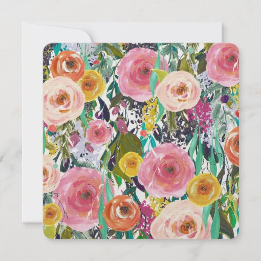 Romantic Garden Floral Square Wedding Invitation | Zazzle