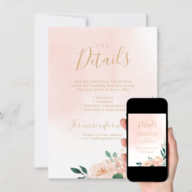Romantic garden floral wedding insert card | Zazzle