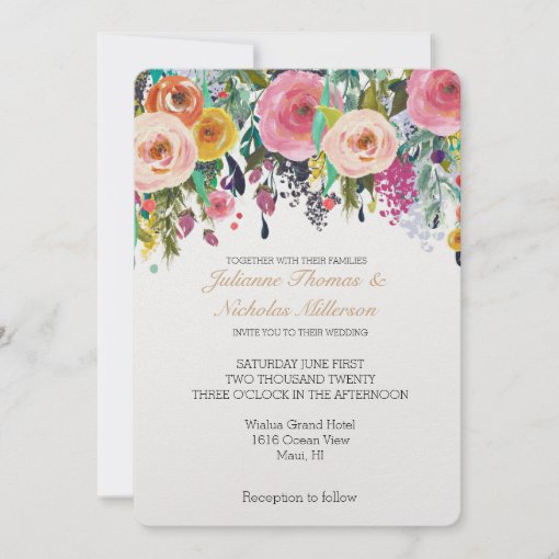 Romantic Garden Floral Wedding Invitation | Zazzle