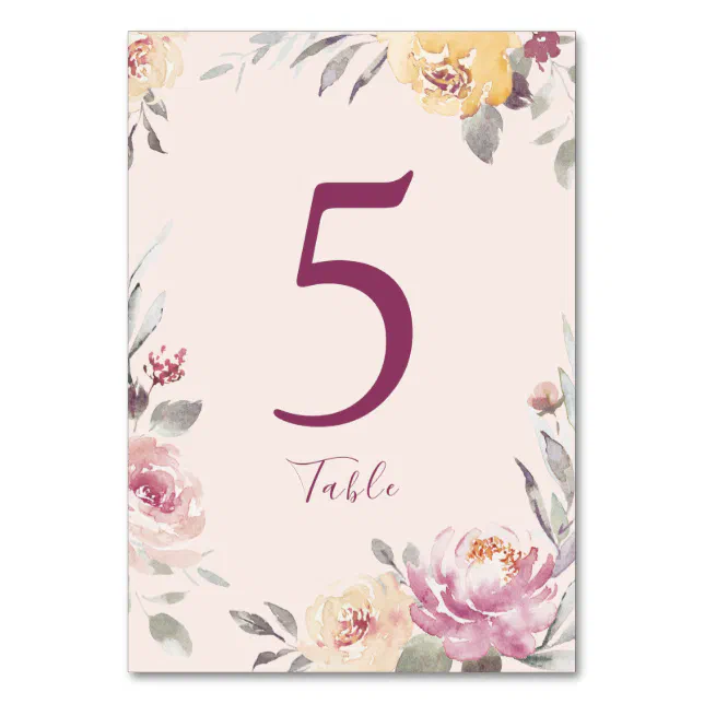 Romantic garden floral wedding table card | Zazzle