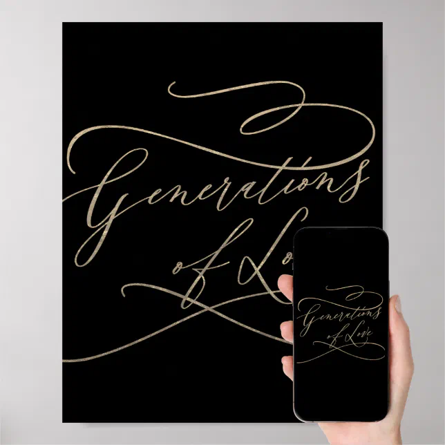 Romantic Gold and Black Generations of Love Poster | Zazzle