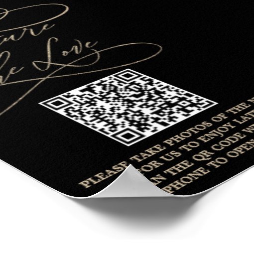 Romantic Gold and Black QR Code Capture the Love P Poster | Zazzle
